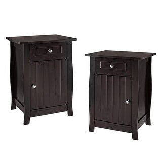 Wood Espresso Nightstand with Drawer and Organizer Tray, Farmhouse ...