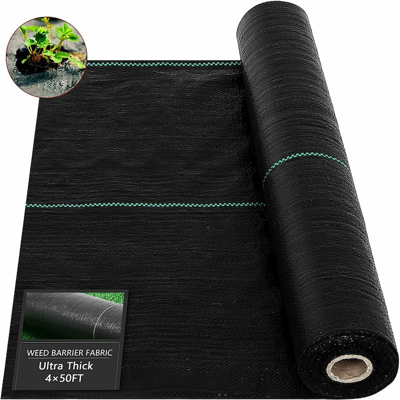 Ground Cover4x50ft Heavy PP Woven Weed Barrier, Plastic Mulch Weed ...