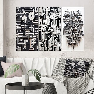 Designart "Urban Vision Abstract Black And White II" Modern Geometric ...