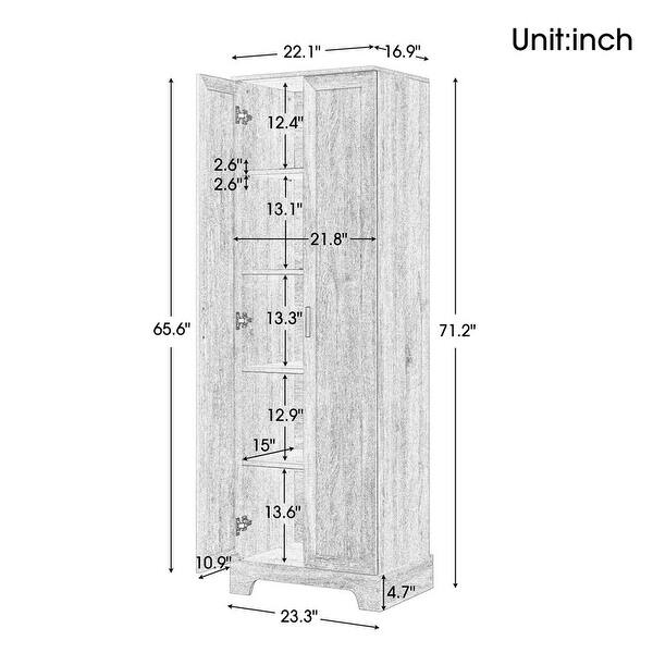Bathroom MDF Board Storage Cabinet with Two Doors and Adjustable Shelfs ...