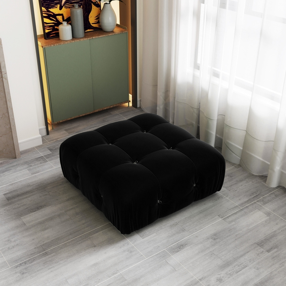 Black Velvet Ottomans and Poufs Bed Bath Beyond