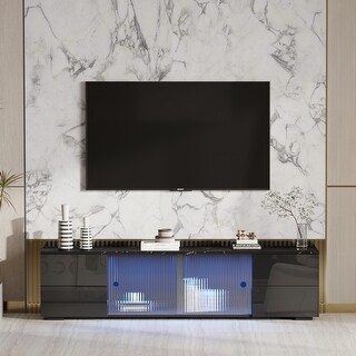 TV Stand,TV Cabinet, Media Console with LED Remote Control Lights for ...