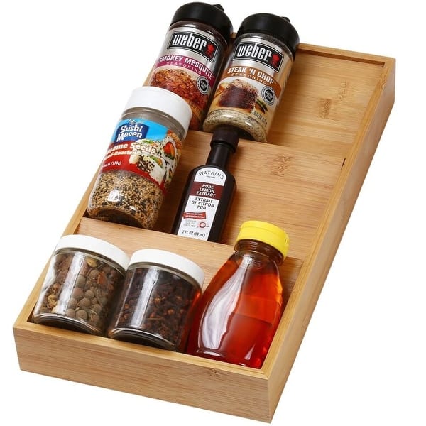 YBM HOME In-Drawer 3-Tier Bamboo Spice Rack Organizer Tray - 15 x 8 x 2 in - Bed Bath & Beyond ...