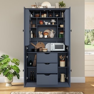 Freestanding 70.9"Tall Kitchen Pantry Cabinet with Large Storage and ...