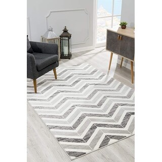 Gray Distressed Chevron Area Rug - Bed Bath & Beyond - 35179399