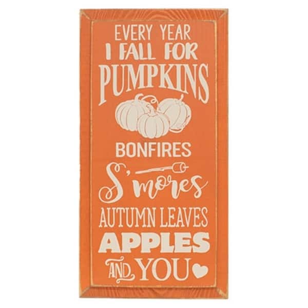 Burnt Orange Wooden Fall Sign with Pumpkin and Autumn Decor 18x9 in - 9 ...