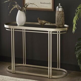 Glenn Oval Metal Console Table, Champagne - Bed Bath & Beyond - 37991251