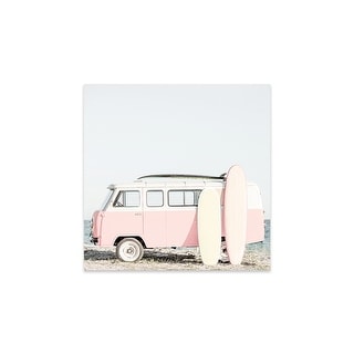 Pink Kombi Van With Surfboards Print On Acrylic Glass by Tiny Treasure ...