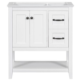 30 Inch MDF Freestanding Bathroom Vanity Base with Open Shelf and Doors ...