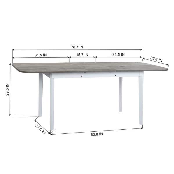 78.7" L Extendable Dining Table Removable Self-Storing Leaf - Grey wood ...