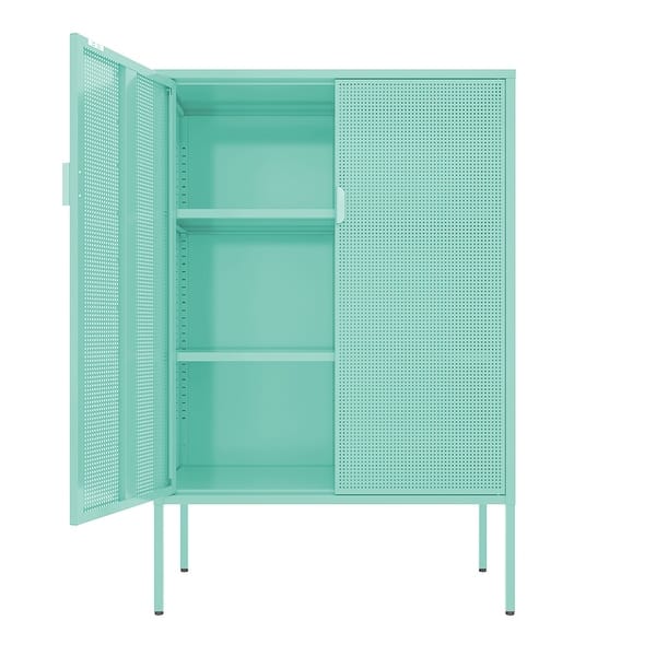 Free-Standing Metal Storage Locker Cabinet with Adjustable Shelves ...