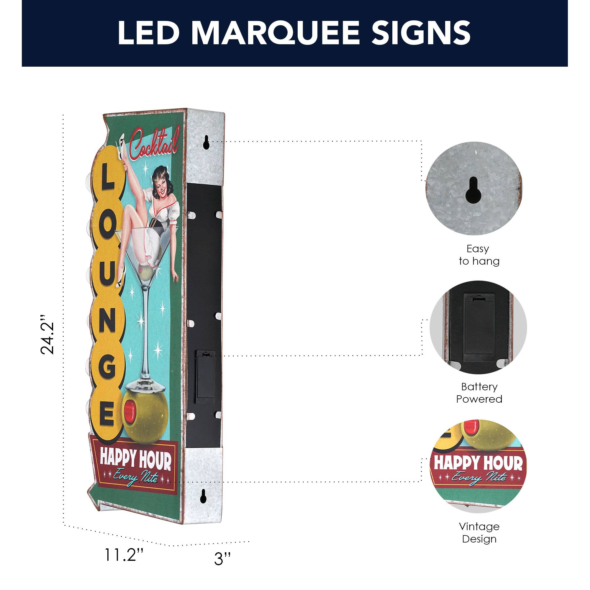 Metal LED Cocktail Lounge Every Nite Marquee Sign - 23.75" x 9" x 3 ...