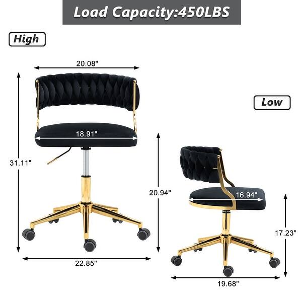 2PACK Velvet Office Desk Chair with Hand Woven Backrest - Bed Bath ...