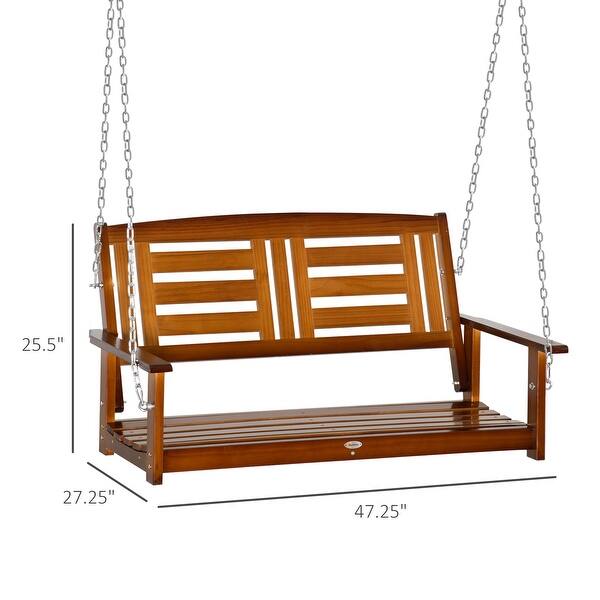 Outsunny 2-Person Outdoor Patio Swing Chair with Pine Wood Frame and ...