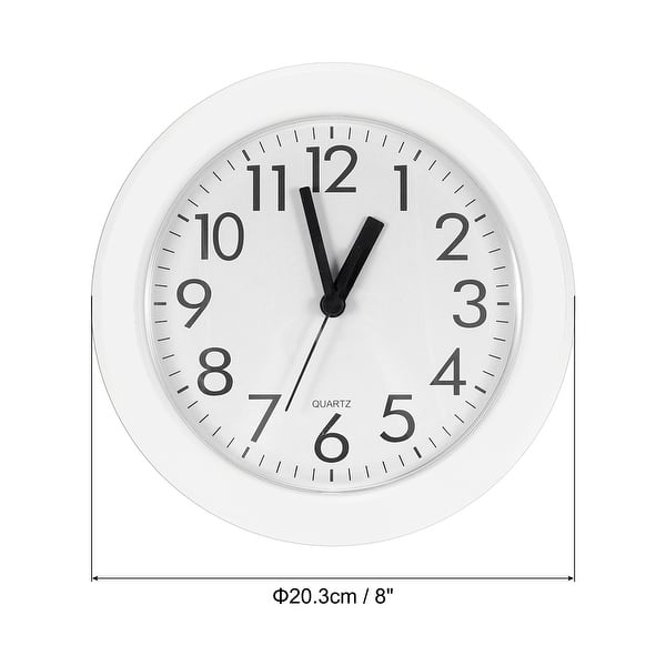 8 Inch Wall Clock, Quartz Battery Operated Silent Round Wall Clocks ...