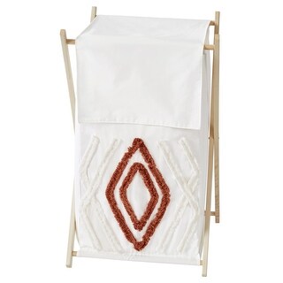 Boho Diamond Laundry Hamper - Ivory Burnt Orange Off White Diamond Tuft ...
