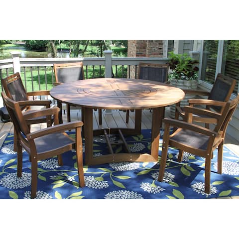 Eilaf 7 pc. Lazy Susan Set with Wicker Stacking Chairs - On Sale ...