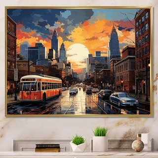 Designart "Bold Cityscape Urban Fog III" Cityscapes Framed Wall Decor ...