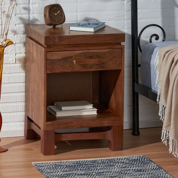 Wadley Acacia Wood Nightstand by Christopher Knight Home - Bed Bath ...