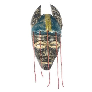 Novica Handmade Damba Pride African Recycled Glass Beaded Wood Mask ...