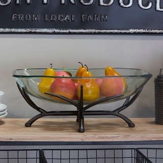 Clear Glass Kitchen Serving Bowl with Black Metal Branch Stand - Bed ...