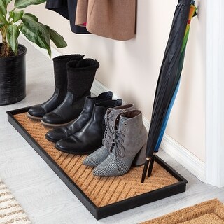 Jani Natural & Recycled Rubber Boot Tray with Cross Embossed Coir ...