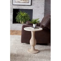 Kinney Solid Wood White Wash Round End Table with Rope Wrapped Base - On Sale - Bed Bath ...