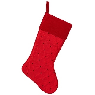Vickerman 21" Red Quilt Stitch Jewel Christmas Stocking - Bed Bath ...