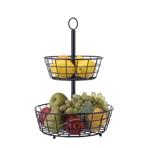 SunnyPoint Tabletop 2-Tier Countertop Fruit Basket Stand - Overstock ...