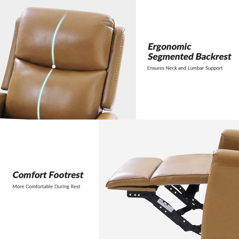 Fiacro 30.31"Wide Mid-Century Modern Genuine Leather Wingback Swivel ...