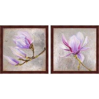 Patricia Pinto 'Magnolia on Silver Leaf' Framed Art (Set of 2) - Bed ...