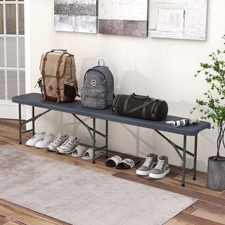 6 FT Plastic Folding Bench Portable Bench Seat w/ Handle & Lock - Bed ...