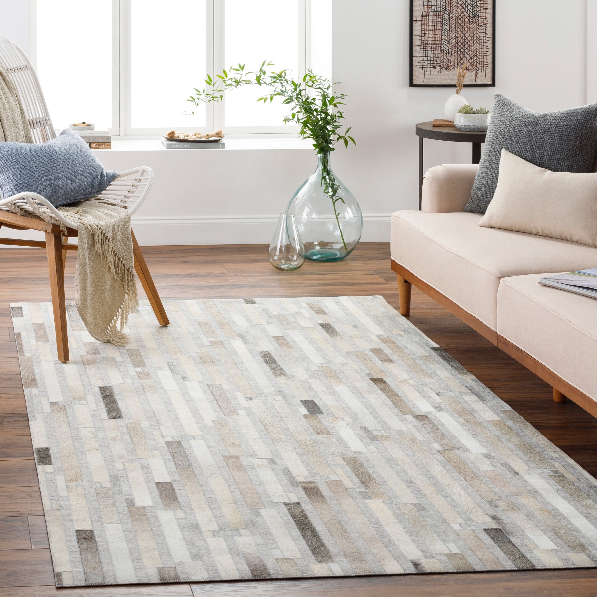 Hand-Crafted Euclid Viscose & Hair-on-hide Area Rug - On Sale - Bed ...