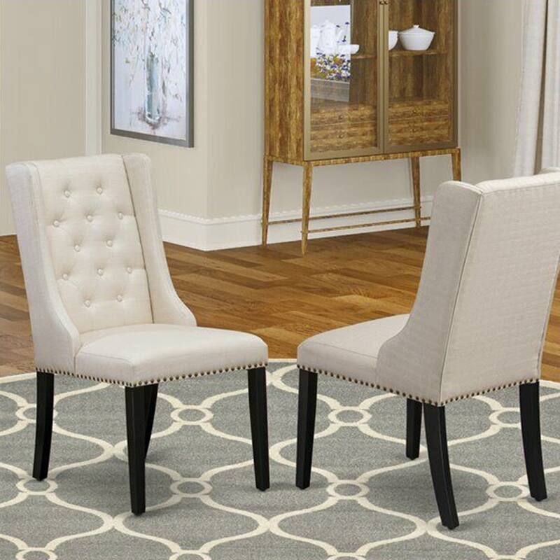 Set of 2 38" Fabric Dining Chairs Cream - 21x38 - Overstock - 37178705
