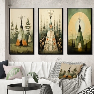 Designart "Green Native Tipi Serenity In Nature II" Native American ...