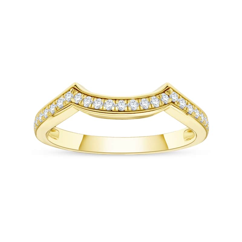 De Couer 1/10ct TDW Diamond Contour Wedding Band in 10k Gold for Women ...