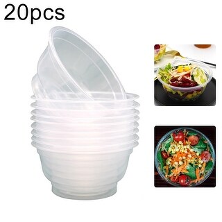 Lan 20Pcs 360Ml Disposable Plastic Round Bowl Kitchen Salad Snacks ...