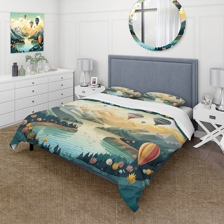 Designart "Hot Air Balloon Off Into The Sky I" Yellow Traditional ...