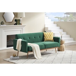 Velvet Sand Sofa Couch with Midfoot and 2 Throw Pillows - Bed Bath ...