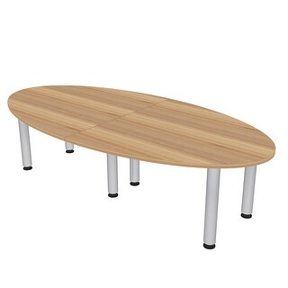 10 Person Oval Conference Table 12'x4' with Power And Data Post Legs ...