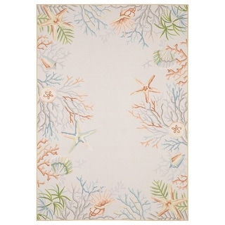 Style Haven Flores Coral Star Fish Beige/Multi Indoor-Outdoor Washable ...