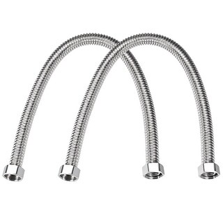 Corrugated Stainless Steel Water Line 23.6" G3/4 Female Connector 2pcs ...