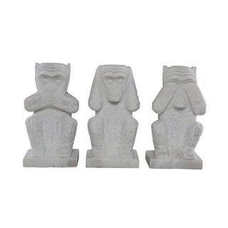 Artissance 7.8" H White Marble Wise Monkeys Statue (Set of 3) - Bed ...