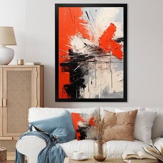 Designart "Red And White Chaos Unleashed I" Abstract Collages Wall ...