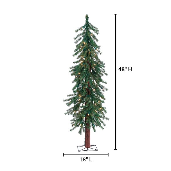 4 Foot Pre Lit Rustic Alpine Tree with 100 Clear Lights - N/A - Bed ...