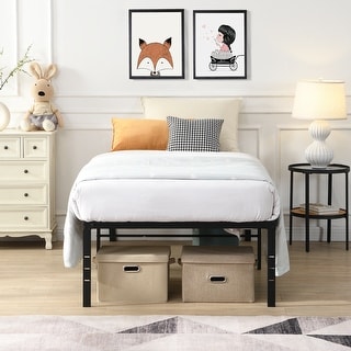 Metal Platform Bed Frame without Headboard, Heavy Duty Metal Bed Frame ...