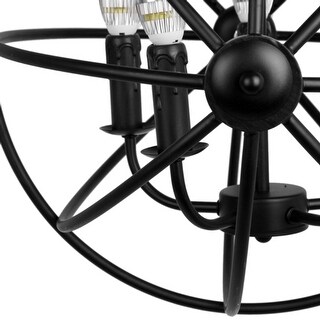 5-Light Globe Sphere Orb Cage Flush-Mount Chandelier Black Pendant ...