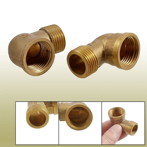 2 Pcs 1/2" Thread Male to Female Pipe Coupling Right Angle Connectors ...