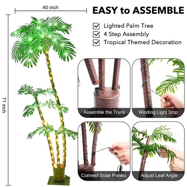Solar and Cable Power Lighted Palm Trees 7FT Outdoor and Indoor - On ...