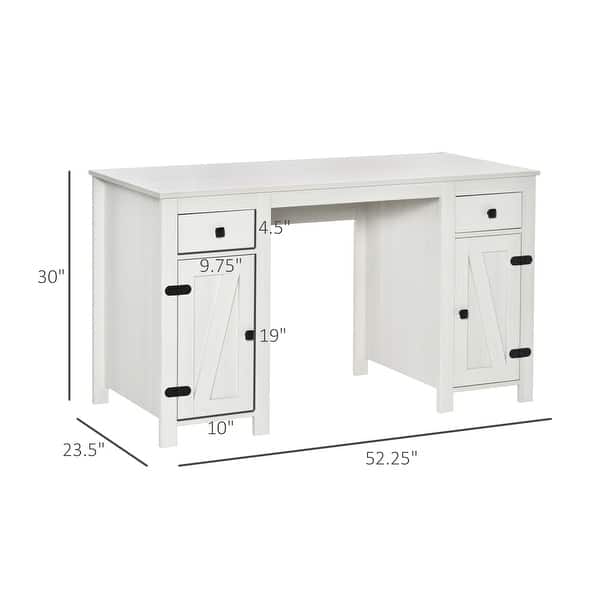 HOMCOM Farm Style Home Office Computer Desk with 2 Drawers, 2 Cabinets ...